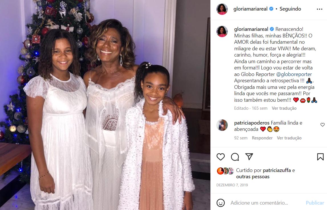 Gloria Maria registrou o crescimento das filhas nas redes sociais ...