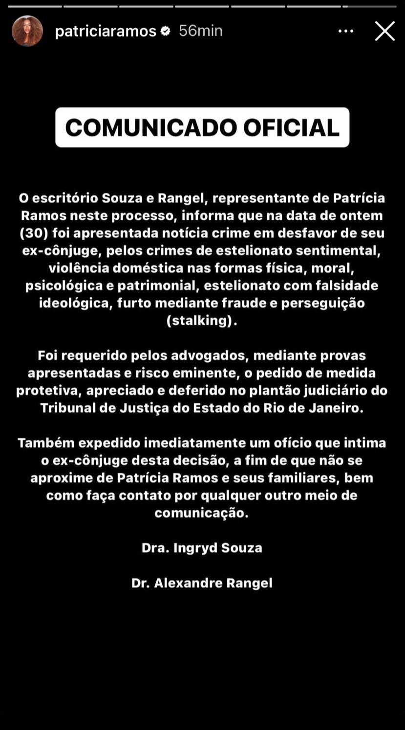 Patrícia Ramos abre denúncia contra ex-marido: ‘Ninguém sabe o que a ...