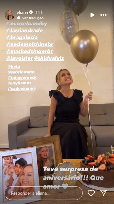 Eliana ganha surpresa em aniversário de 52 anos: 'Bolo e boas risadas ...