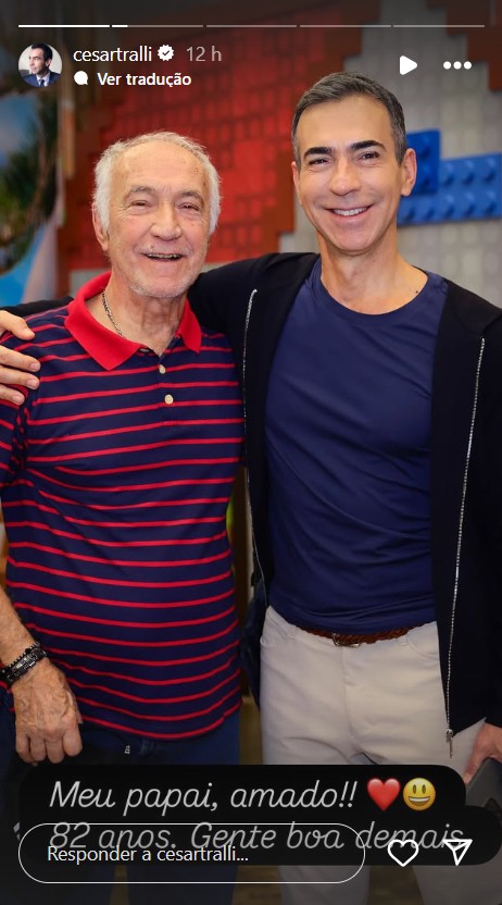 César Tralli encanta ao exibir foto rara e especial com o pai: 'Gente ...