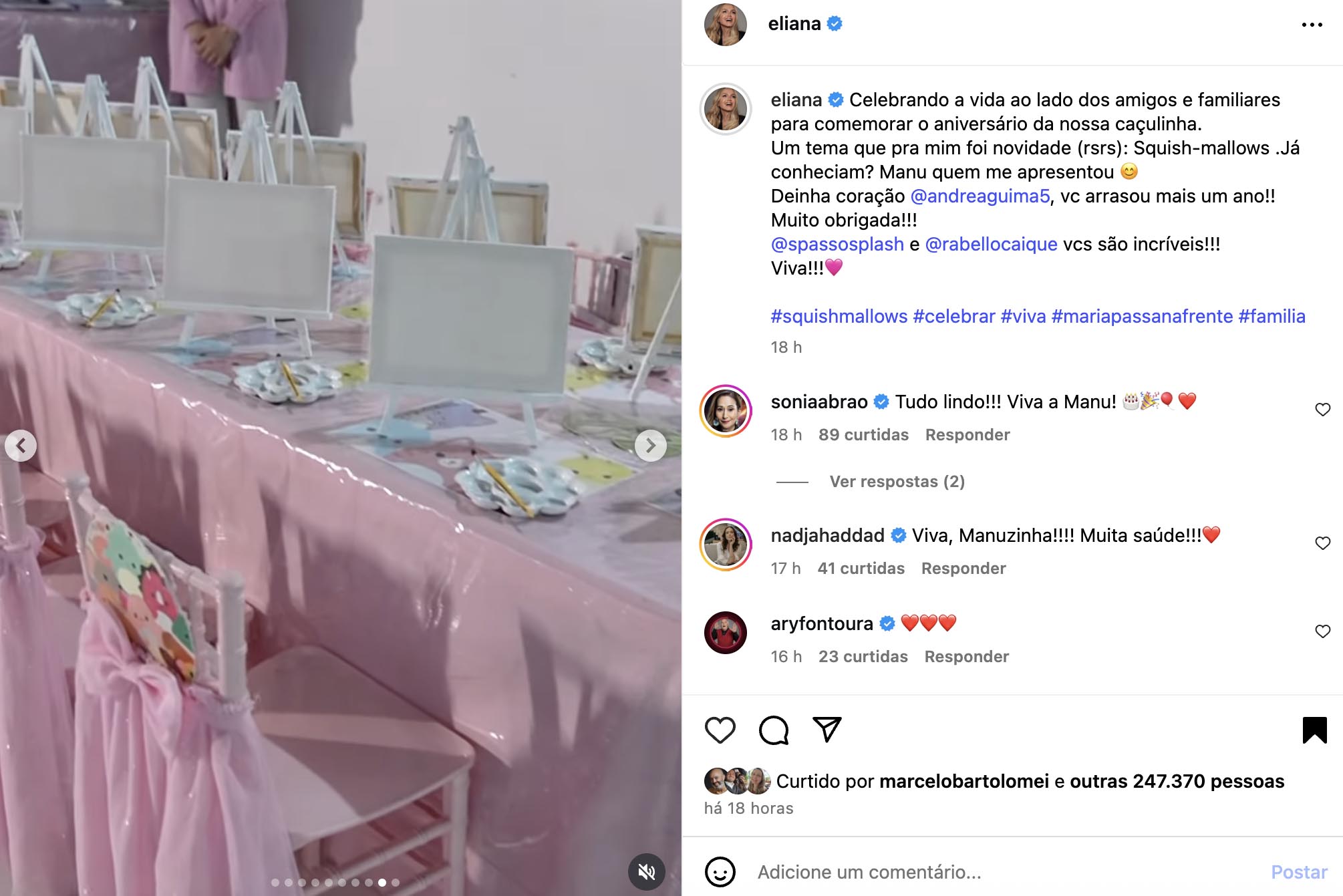 Eliana mostra os detalhes da festa de aniversário da filha, Manuela ...
