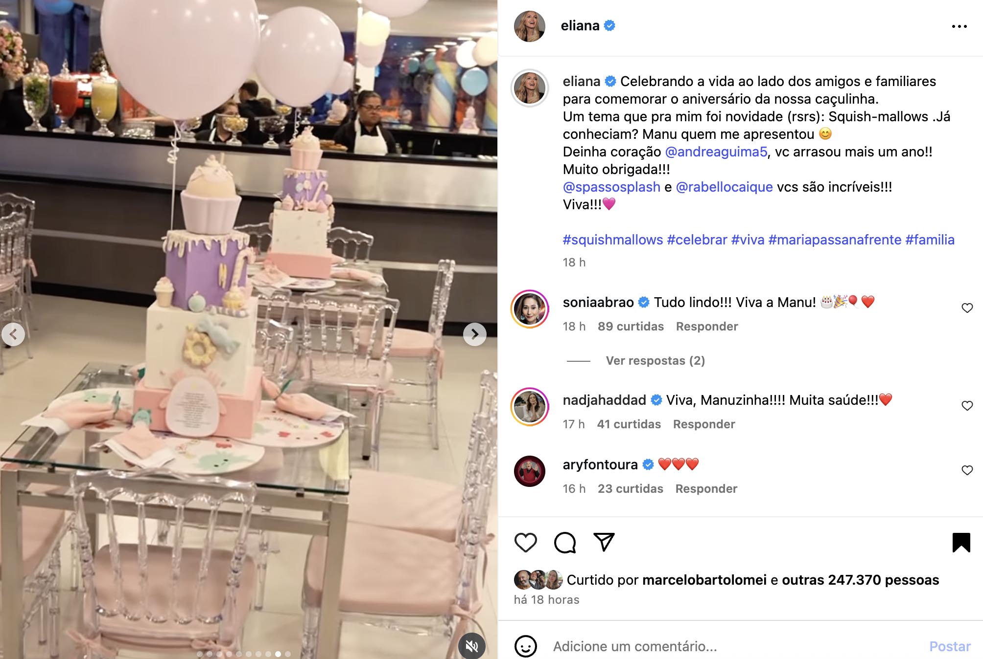 Eliana mostra os detalhes da festa de aniversário da filha, Manuela ...