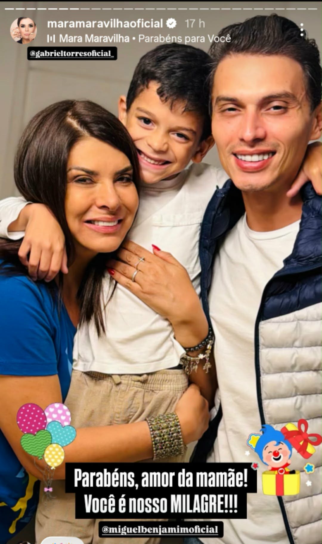 Mara Maravilha e Gabriel Torres surgem juntos no aniversário do filho ...