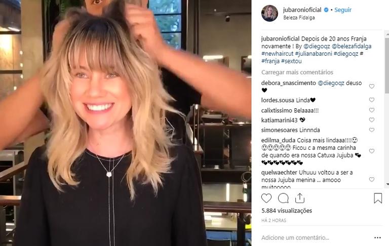 Juliana Baroni muda o visual e volta a adotar franja depois de 20 anos ...