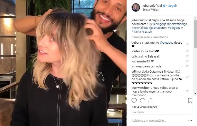 Juliana Baroni muda o visual e volta a adotar franja depois de 20 anos ...