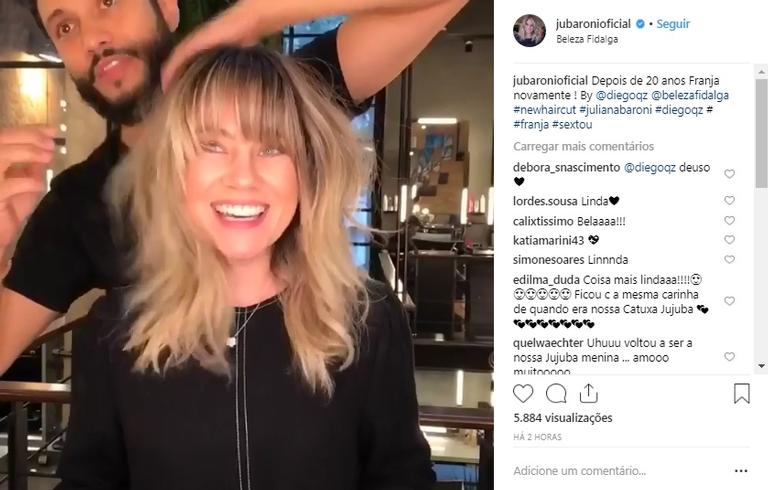 Juliana Baroni muda o visual e volta a adotar franja depois de 20 anos ...
